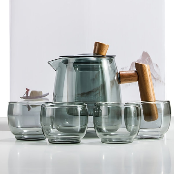 Ivy Bronx 1set Glass Teaset Teapot 530ml179oz Tea Cup 90ml3oz Clear Tea Pot With Infuser